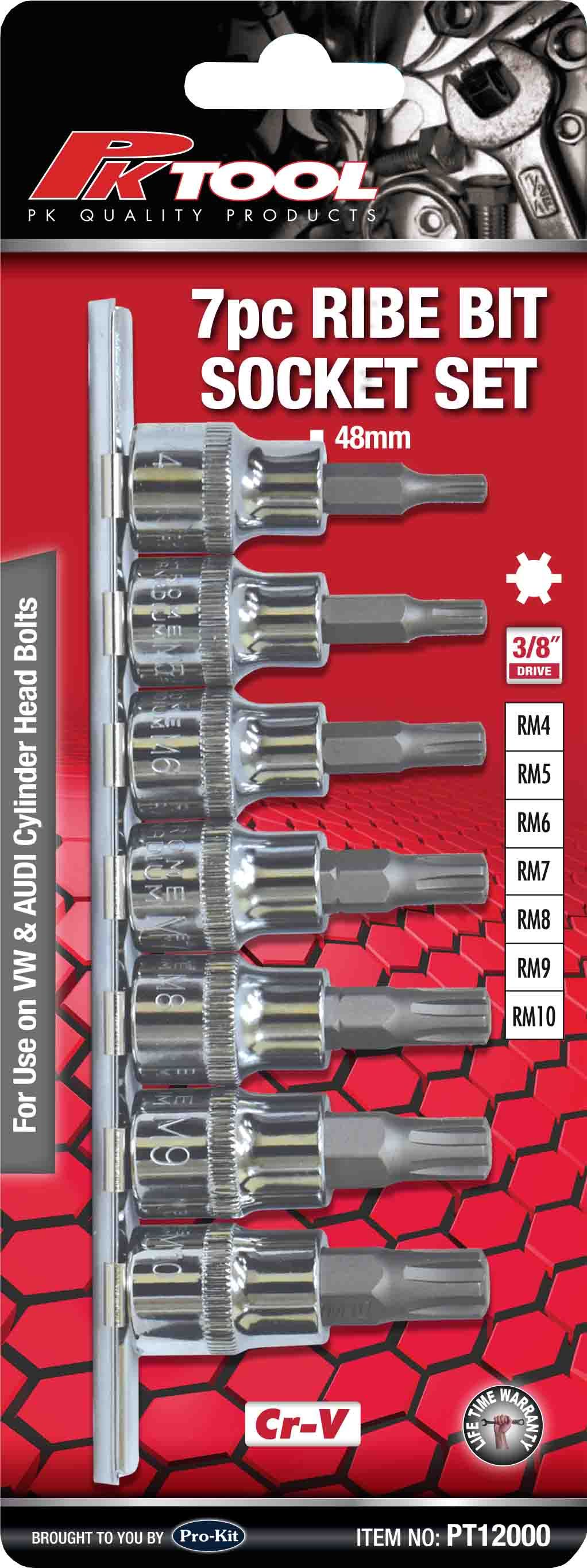 PT12000-7pc 3/8” DR 48mm RIBE BITS SOCKET SET - Autozone Australia